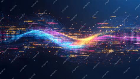 digital data stream with colorful binary code for tech and data