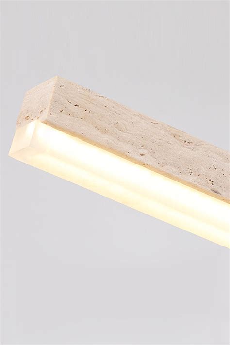 Travertine Linear Dining Pendant Lamp Natural Stone Beam Light