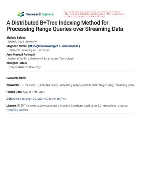 Pdf A Distributed Btree Indexing Method For Processing Range Queries Over Streaming Data