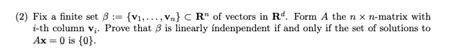 Solved Fix a finite set β v vn Rn of vectors in Rd Chegg