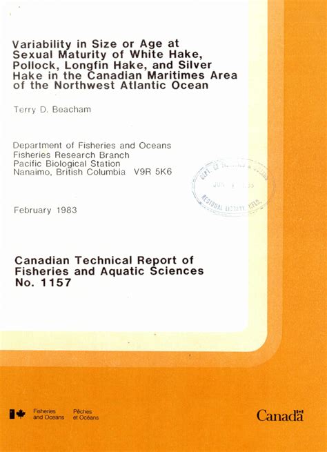 PDF Variability In Size Or Age At Sexual Maturity Of White Hake Pollock Longfin Hake And