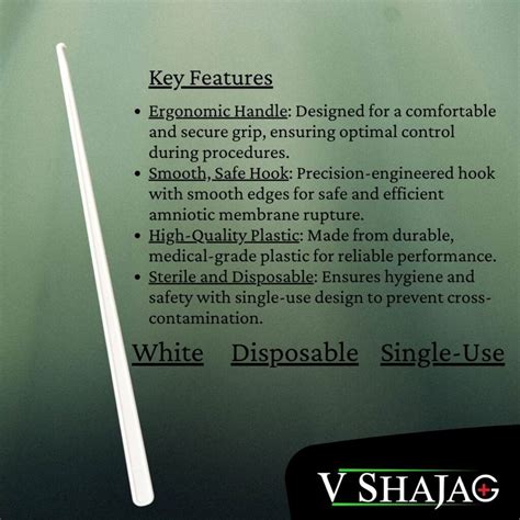V Shajag Amniotomy Hook Disposable Medical Grade Obstetric Tool For