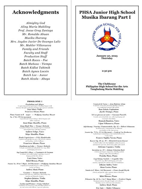 Jhs Recital Program 1 Pdf