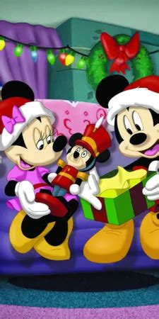 Fondo De Pantalla Para Celular De Mickey Mouse Minnie Mouse Sombrero De Santa Día Festivo