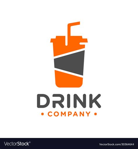 Plastic Beverage Glass Logo Design Royalty Free Vector Image