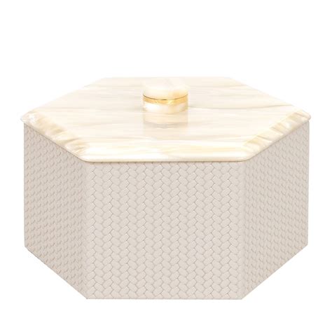 Kelly Small Tall Hexagonal Cut Beige Box With Lid Pinetti Artemest