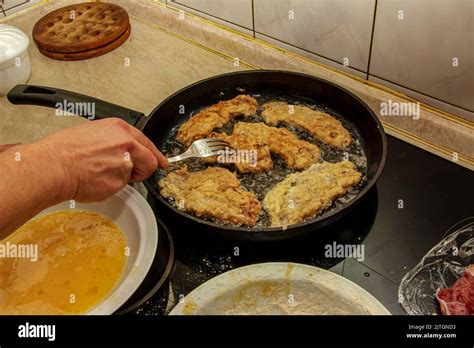 Beef Chops In A Pan On The Stove The Process Of Preparing Beef Chops