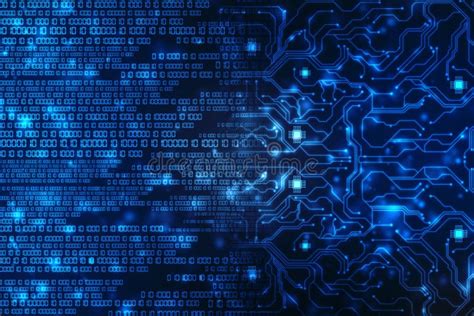Circuit Board With Binary Code Background Technology Background Stock Illustration