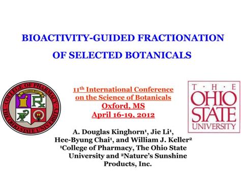 Bioactivity Guided Fractionation Of Selected Botanticals Pptx Herbs And Supplements