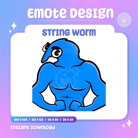 Muscle Flex Gains Twitch Emote Meme Funny String Worm Blue Twitch