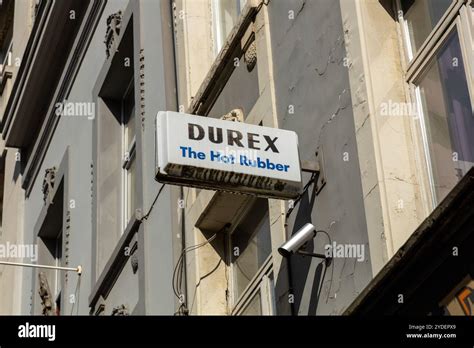 Durex Logo Sign The Hot Rubber Old Vintage Sign For Condoms Stock