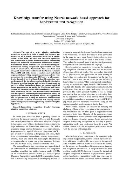 Pdf Knowledge Transfer Using Neural Network Based Approach For Handwritten Text Recognition