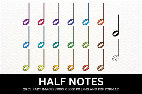 Colorful Half Notes Music Cliparts Graphic By Atlasart · Creative Fabrica