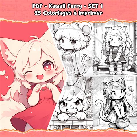 Coloriage Kawaii Furry à Imprimer Set 1 Aicrayons