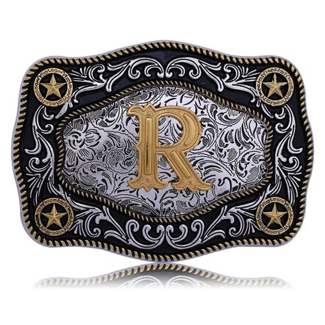 Absbolo Western Belt Buckle Initial Letters Abcdjmr To Z Large Gold