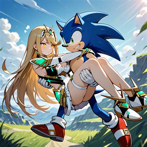 Sonic Carrying Mythra By Longnick20 On Deviantart