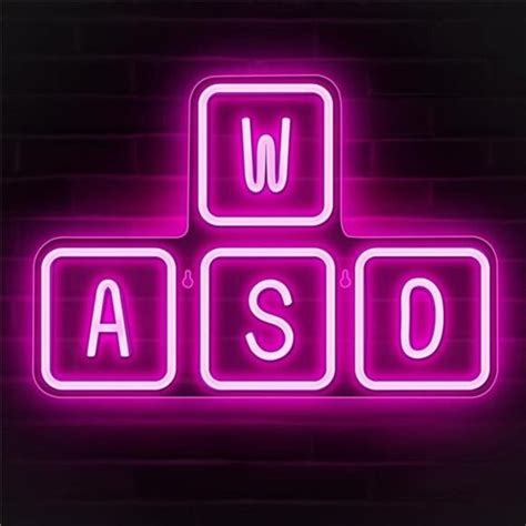 Accents Wasd Neon Sign Usb Powered Keyboard Neon Lights Wasd Keycaps