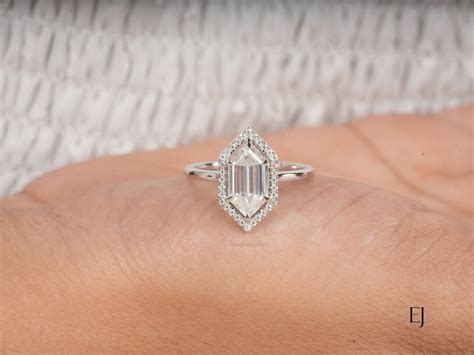 Dutch Marquise Cut Moissanite Ring Step Cut 2ct Hexagon Moissanite