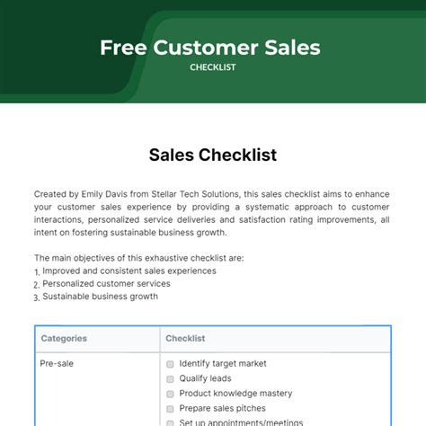 Free Sales Checklist Templates And Examples Edit Online And Download