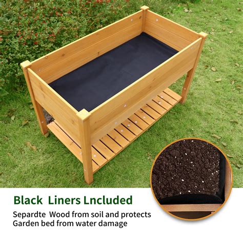 Raised Garden Bed Planter Box With Legs And Storage Shelf Wooden Elevate
