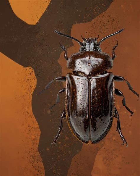 A Large Brown Beetle Stands On A Brown Background Dung Beetle Bamboo Beetle Longhorn Beetle