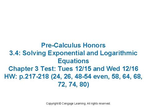 PreCalculus Honors Solving Exponential And Logarithmic