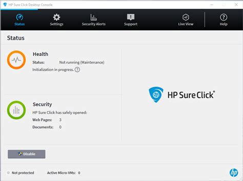 solved hp sure click not executed and need update after windows 190