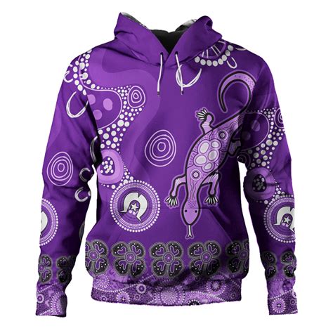 Australia Goanna Aboriginal Hoodie Indigenous Dot Goanna Purple Hoodie