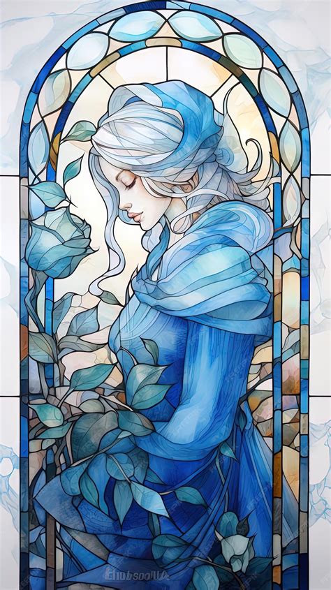 Dibujo De Estilo Barroco Y Rococó De Una Bella Mujer Simulando Un Vitral Ia Generativa Foto