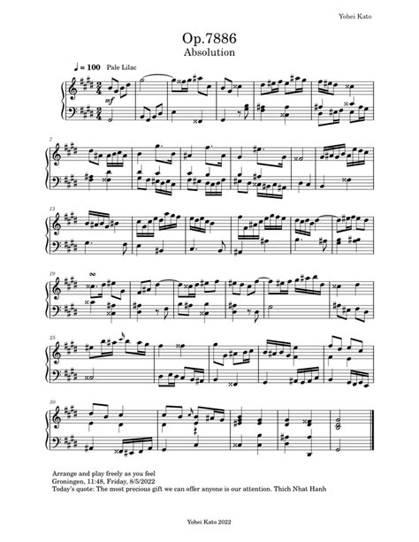 Op 7886 Absolution Sheet Music For Piano Solo Easy