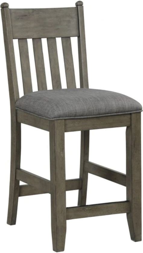 Bernards Hartford Grayish Brown Upholstered Slat Back Counter Stool