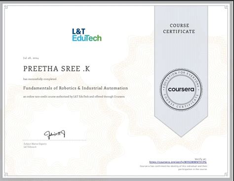 preetha sree k on linkedin robotics industrialautomation ltedutech coursera automationengineer