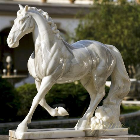 Outdoor White Marble Standing Horse Statue Decor For Sale Youfine