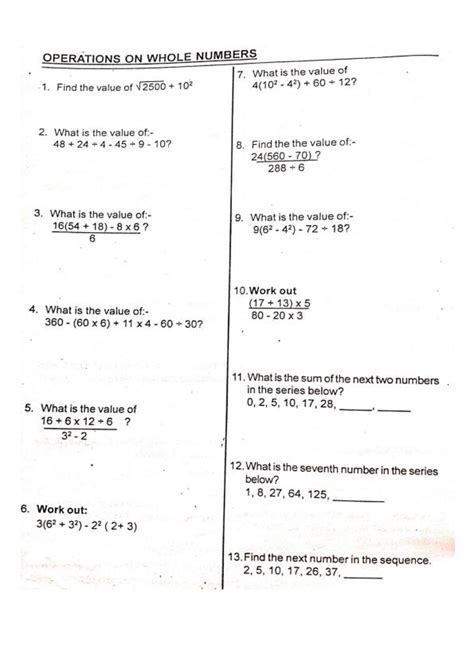 Upper Primary Topical Mathematics Revisions Questions 12710