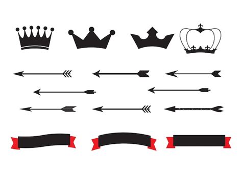 Premium Vector Set Vector Shields Heraldic Crowns Ribbons Arrows