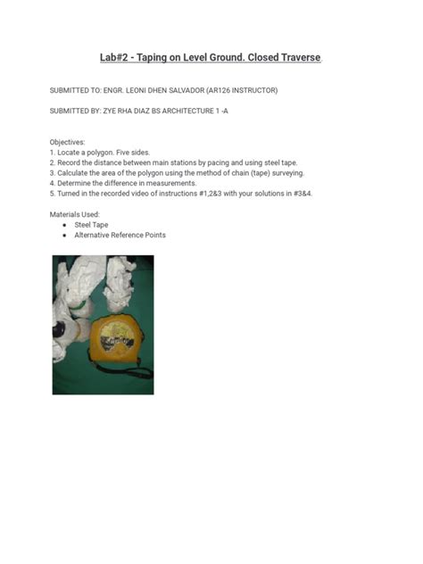 lab 2 taping on level ground closed traverse pdf area geometry