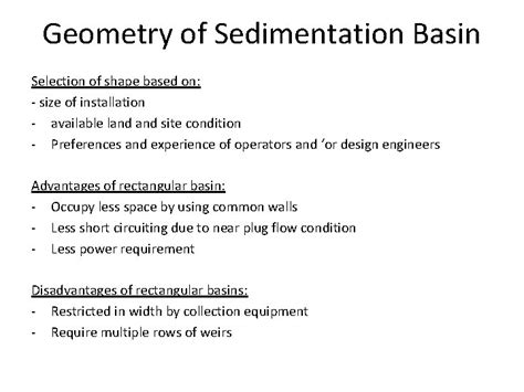Sedimentation Outline General Theory Types Of Sedimentation Basin