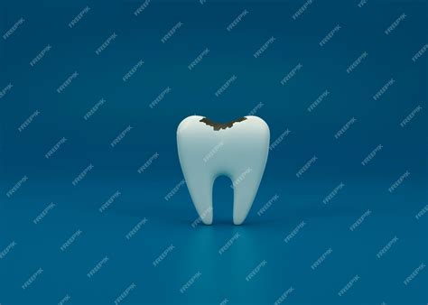 Premium Photo A Tooth With A Broken Tooth On A Blue Background