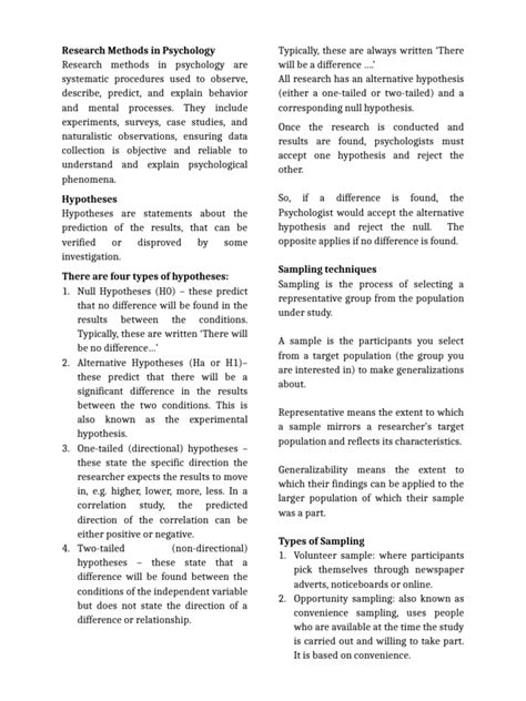Research Methods In Psychology Pdf Experiment Hypothesis