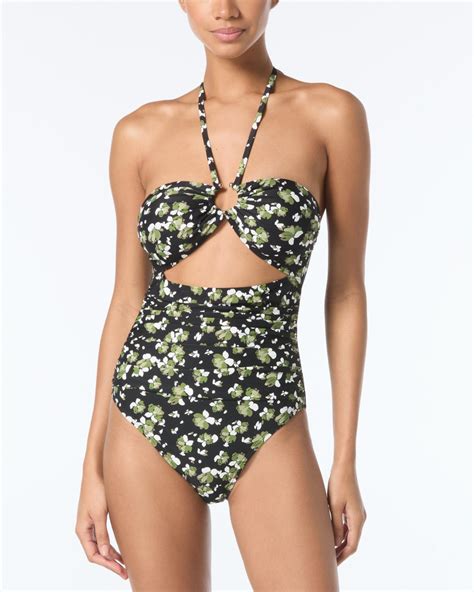 Michael Kors Alluring Floral Bandeau One Piece Swimsuit Mm83270