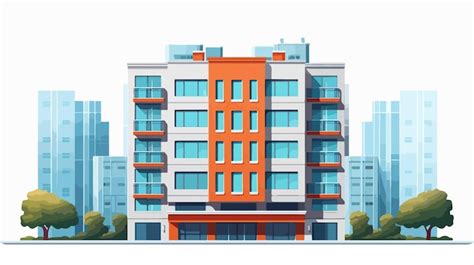 Una Caricatura De Un Edificio Con Un Balcón Y Un Edificio Con Una Ventana Azul Vector Premium