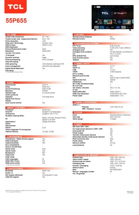 Tcl Led 55p655 4k Uhd Tv 55 Inch At ₹ 30590piece In Chennai Id 2855022770055 Tcl Led 55p655 4k Uhd Tv 55 Inch At ₹ 30590piece In Chennai Id 2855022770055