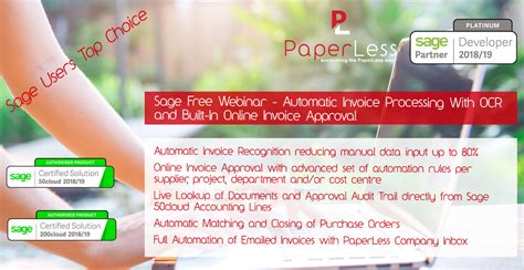 Sage Free Webinar Automatic Invoice Processing With Ocr And Built In Online Invoice Approval