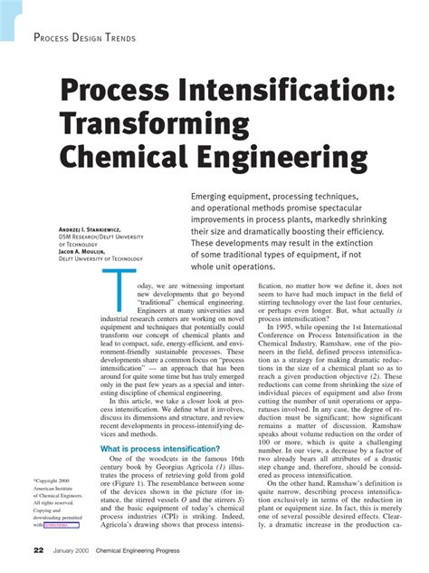 Pdf Process Intensification Transforming Chemical Engineering Pdf Dokumen Tips