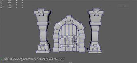 卡通门游戏传送门魔法阵手绘石柱子3dmaya模型其他场景模型下载 摩尔网cgmol