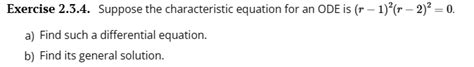 Solved Exercise 234 Suppose The Characteristic Equation