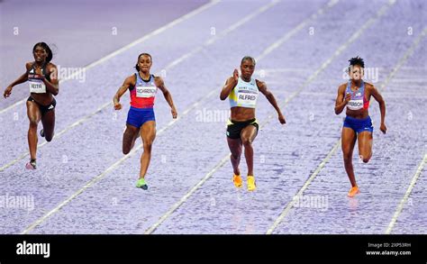Saint Lucias Julien Alfred Crosses The Line To Win The Womens 100m