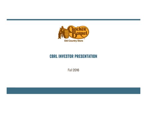 Cbrl Investor Presentation Study Notes Business Docsity