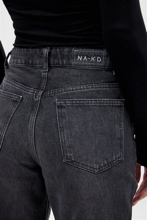 Straight Mid Waist Jeans Grey Na Kd