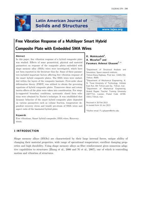 Pdf Free Vibration Response Of A Multilayer Smart Hybrid Composite